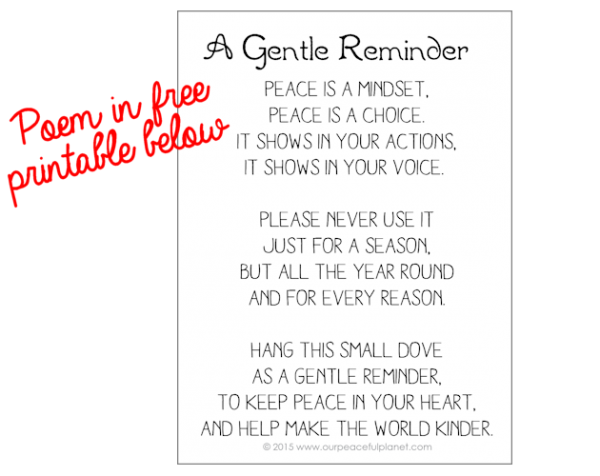 Peace Dove Gift Ornament & Poem – Craft Your Happiness